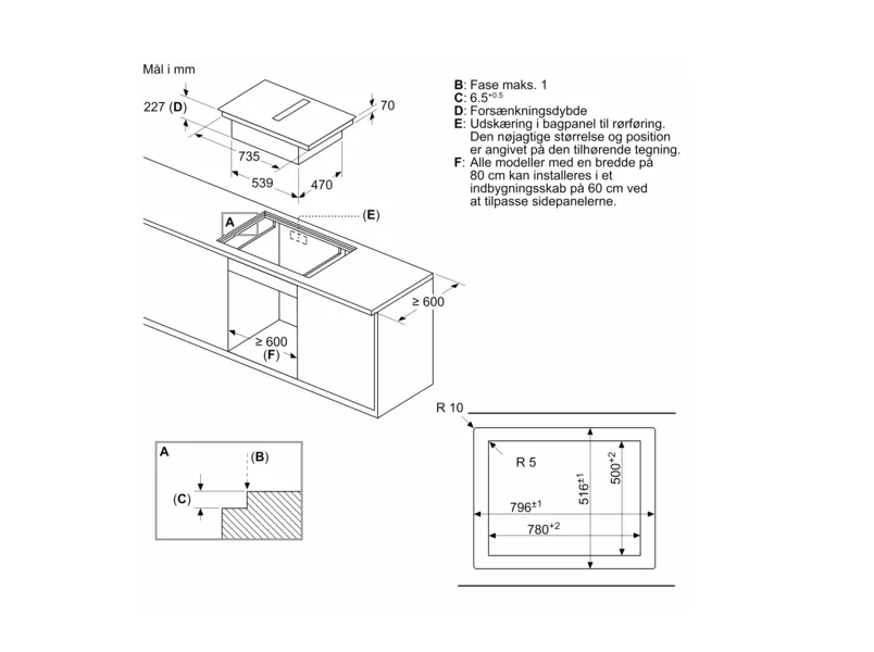 Induktionskogeplade med indbygget emfang 80 cm planmontering - Siemens ...